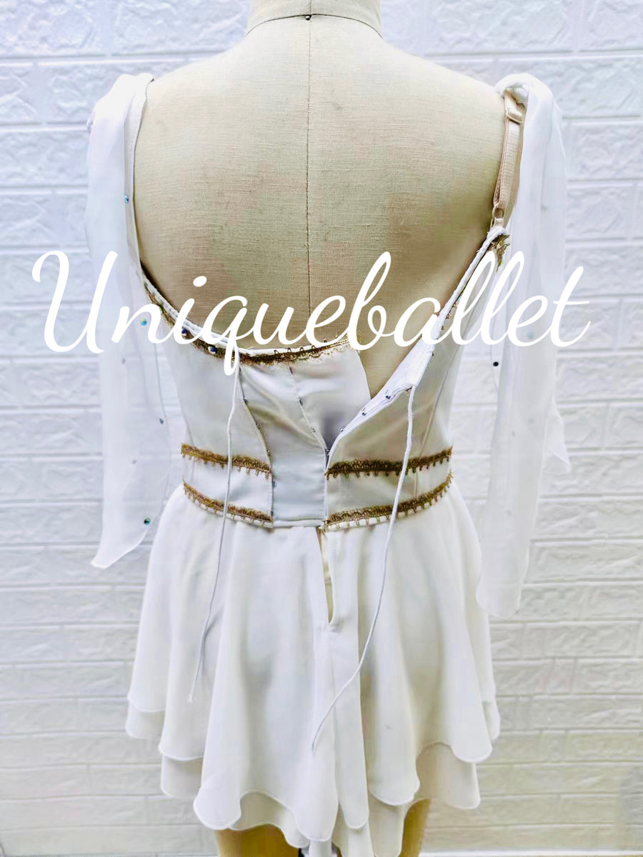 Golden Trims White Cupid Talisman Lyrical Ballet Costume Modern Ballet ...